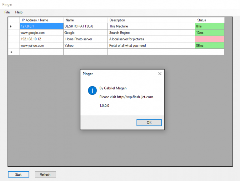 Pinger – Ping entities on your LAN – FLASH-JET